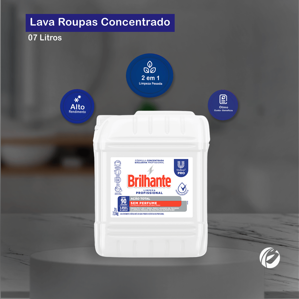 Lava Roupas Líquido Ação Total Sem Perfume 7L Brilhante - Braslimpo