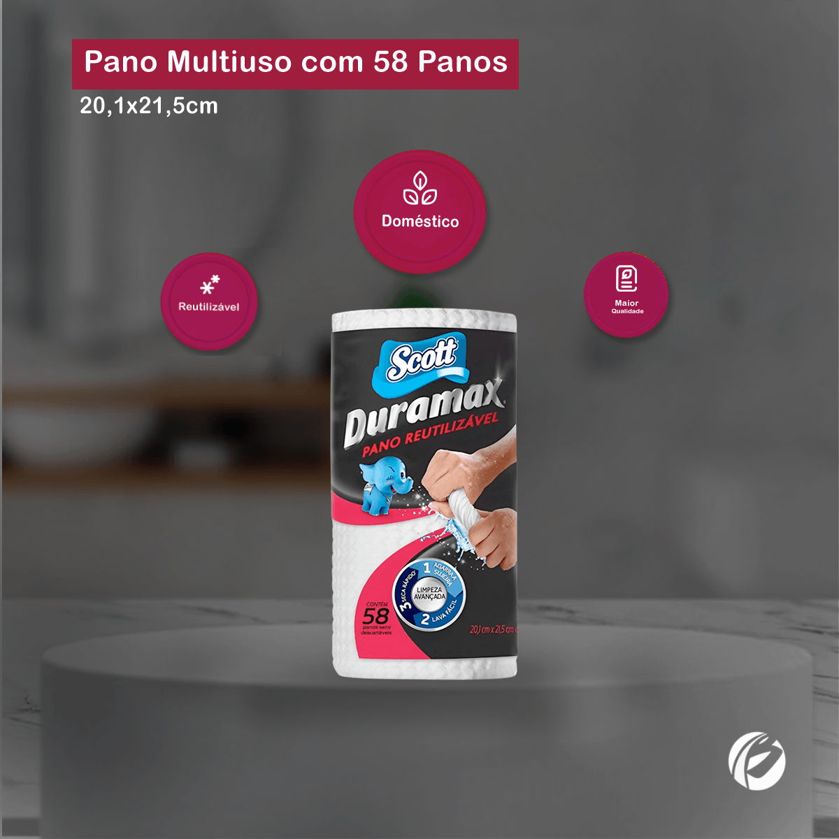 PANO MULTIUSO BRANCO 20,1CM X 21,5CM DURAMAX SCOTT - Braslimpo