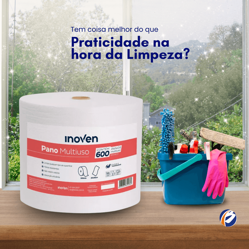 Pano Multiuso Branco 20cmx300m Inoven - Braslimpo